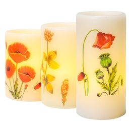 3er-Set LED-Kerzen &raquo;Mohn&laquo;