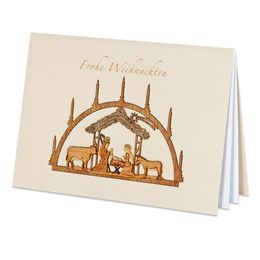 Weihnachtskarte mit Holzintarsien &raquo;Frohe Weihnachten&laquo;