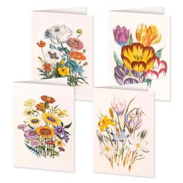 4er-Set Doppelkarten &raquo;Blumengr&uuml;&szlig;e&laquo;