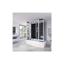 Home Deluxe Dampfdusche mit Whirlpoolfunktion und LED-Beleuchtung DIAMOND - 170 x 90 cm Schwarz
