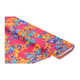 buttinette Elastik-Jersey "Blumen", pink-color