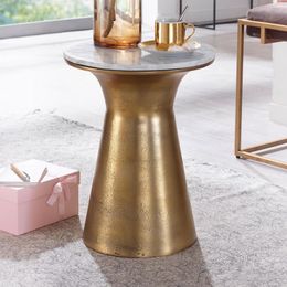 Beistelltisch FineBuy Echter Marmor Sofatisch &Oslash; 35 cm Tisch Wohnzimmertisch Rund