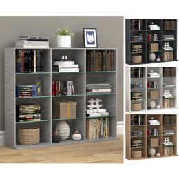 Vcm Holz CD DVD Standregal B&uuml;cherregal Raumteiler Deko Regal Glas Zilas L