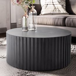 FineBuy Couchtisch rund 70cm Metall Schwarz Handgefertigt Alu Wohnzimmertisch Sofatisch