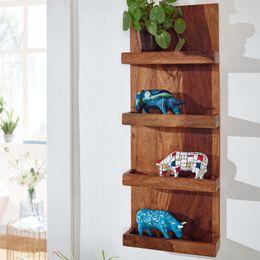 Wandregal FineBuy H&auml;ngeregal Holz Massiv 30x80x10 cm Regal Schweberegal Gro&szlig;