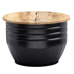 FineBuy Couchtisch Holz Rund Sofatisch &Oslash; 60 cm Tisch Stauraum Wohnzimmertisch