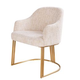 Riess Ambiente riess-ambiente Armlehnen Stuhl EXTRAVAGANCIA beige Chenillestoff brushed champagner gold Metall