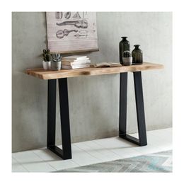 FineBuy Massiver Konsolentisch GAYA 120 x 45cm Schreibtisch Baumkante Tisch Massiv Holz