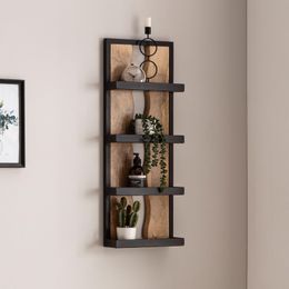 Wandregal FineBuy H&auml;ngeregal 30x80x10 cm Massivholz Metall Regal Industrial