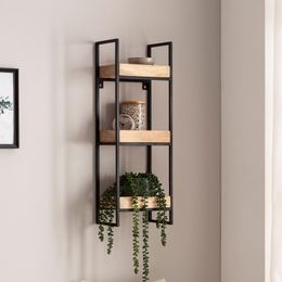 Wandregal FineBuy H&auml;ngeregal 27x77x18 cm Massivholz Metall Regal Industrial