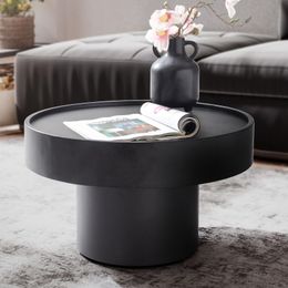 FineBuy Couchtisch rund 60cm Metall schwarz Wohnzimmertisch Alu Sofatisch Beistelltisch