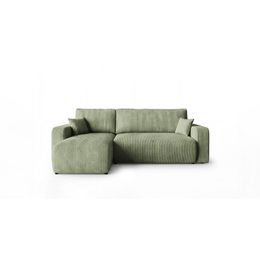 Cornero Ecksofa, Hellgr&uuml;n, Textil, Echtholz,Buche, 3-Sitzer, L-Form, 255x150 cm, Wohnzimmer, Sofas & Couches, Wohnlandschaften, Ecksofas