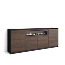 Skraut Home Sideboard,, Hellbraun, Holzwerkstoff, Rechteckig,Rechteckig, 207x80x37 cm, Wohnzimmer, Kommoden & Sideboards, Sideboards