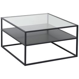 Boxxx Couchtisch, Schwarz, Metall, Holzwerkstoff, quadratisch, Flachrohr, eckig, 70x43x70 cm, Bsci, einfacher Aufbau, offenes Fach, Wohnzimmer, Wohnzimmertische, Couchtische, Couchtische Metall