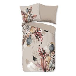 Wendebettw&auml;sche Famm, Taupe, Beige, Textil, Federn, 135x200 cm, b&uuml;gelleicht, Schlaftextilien, Bettw&auml;sche, Bettw&auml;sche, Mikrofaser-Bettw&auml;sche