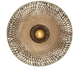 Good & Mojo Deckenleuchte Kalimantan, Schwarz, Hellbraun, Metall, Naturmaterialien, rund,rund, 60 cm, Lampen & Leuchten, Innenbeleuchtung, Leuchten nach R&auml;umen, Esstischlampen