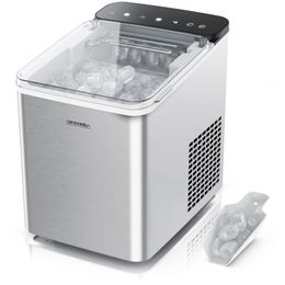 arendo Eisw&uuml;rfelmaschine, Ice Maker Eisw&uuml;rfelbereiter, max. 12kg Eisw&uuml;rfe pro Tag, 1,1L Beh&auml;lter, silber