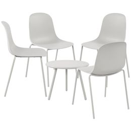 CLP 4er Sitzgruppe Berdin I Garten-Set 4x Stuhl stapelbar und 1x Tisch I Outdoor-Set wetterfest und UV-best&auml;ndig I Gartenm&ouml;bel