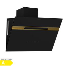 Klarstein Alina Dunstabzugshaube EEK A Touch LED-Beleuchtung Abluft/Umluft 600 m&sup3;/h Schwarz/Antik-Gold-Metallic