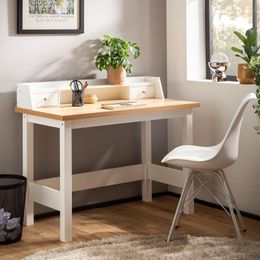 Schreibtisch FineBuy B&uuml;rotisch 106 cm Wei&szlig; Schublade Platzsparend Computertisch