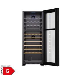 Klarstein Bovella 55 Duo+ Weink&uuml;hlschrank 2-in-1 55 Flaschen 2 Zonen 9 Regale Touch Schwarz 55 Flaschen 2 K&uuml;hlzonen