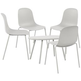 CLP 4er Sitzgruppe Veldin I Garten-Set 4x Stuhl stapelbar und 1x Tisch I Outdoor-Set wetterfest und UV-best&auml;ndig I Gartenm&ouml;bel