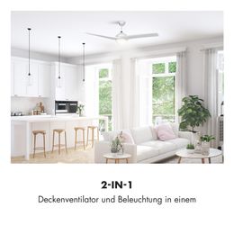 Klarstein Figo 2-in-1-Deckenventilator Lampe &Oslash;132cm 10.039m&sup3;/h Fernbedienung Wei&szlig;