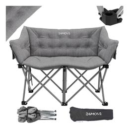 24MOVE&reg; Campingsofa Faltstuhl mit Seitentaschen Outdoor Klappstuhl, faltbar max. 300kg, grau