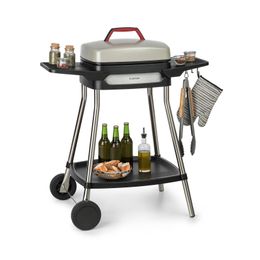 Klarstein Gatsby Elektrogrill 2000W Antihaft-Grillfl&auml;che Seitentische Schwarz/Beige