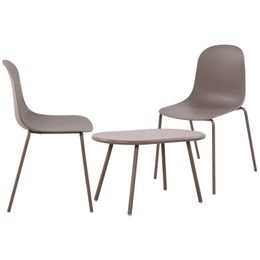 CLP 2er Sitzgruppe Veldin I Garten-Set 2x Stuhl stapelbar und 1x Tisch I Outdoor-Set wetterfest und UV-best&auml;ndig I Gartenm&ouml;bel