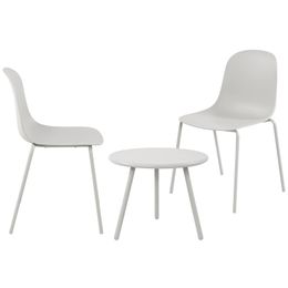 CLP 2er Sitzgruppe Mindin I Garten-Set 2x Stuhl stapelbar und 1x Tisch I Outdoor-Set wetterfest und UV-best&auml;ndig I Gartenm&ouml;bel