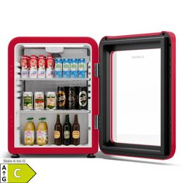 Klarstein Audrey Evo Getr&auml;nkek&uuml;hlschrank Retro-Design Glast&uuml;r 65 L EEK C Rot 68 Liter