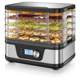 arendo D&ouml;rrautomat, mit Temperaturregler, 5 Etagen, 35-75&deg;C, Edelstahl, D&ouml;rrger&auml;t, Display, edelstahlfarben