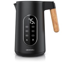 arendo Wasserkocher, Edelstahl, Doppelwand, Temperatureinstellung 40&deg; - 100 &deg;C mit Anzeige, schwarz