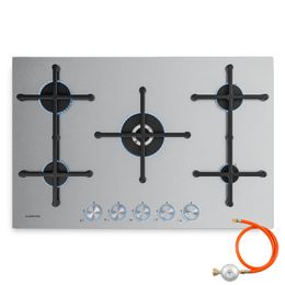 Klarstein Illuminosa 5 Gaskochfeld 5-flammig Sabaf-Brenner Edelstahl Edelstahl 5