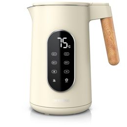 arendo Wasserkocher, Edelstahl, Doppelwand, Temperatureinstellung 40&deg; - 100 &deg;C mit Anzeige, beige