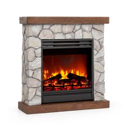 Klarstein Lienz Elektrischer Kamin 1800W Steindekor Polystone Fernbedienung Steinoptik/Braun