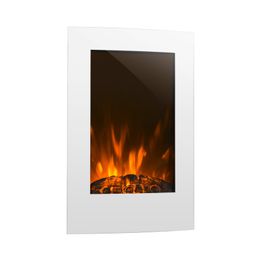 Klarstein Lausanne Vertical Elektrischer Kamin 1000 oder 2000W Feuerillusion Wei&szlig;