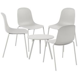 CLP 4er Sitzgruppe Mindin I Garten-Set 4x Stuhl stapelbar und 1x Tisch I Outdoor-Set wetterfest und UV-best&auml;ndig I Gartenm&ouml;bel