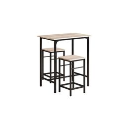sobuy Bartisch-Set mit 2 Hockern, platzsparend Holzfarbe 80x50x87cm Industriell