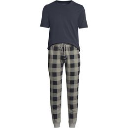LANDS' END Pyjama-Set aus Baumwoll-Jersey f&uuml;r Herren, Herren, size: regular, Grau, Baumwoll-Mischung, by Lands' End