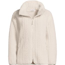 LANDS' END Zopfmuster-Fleecejacke, Damen, size: regular, Braun, Polyester, by Lands' End