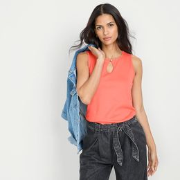 LANDS' END Supima-Top mit Keyhole-Ausschnitt f&uuml;r Damen, Damen, size: regular, Orange, Baumwolle, by Lands' End