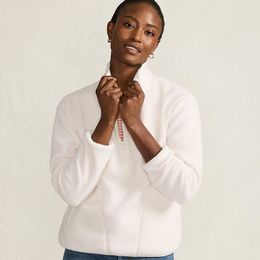 LANDS' END Teddy-Pullover mit Rei&szlig;verschluss f&uuml;r Damen in Petite-Gr&ouml;&szlig;e, Damen, size: petite, Elfenbein, Polyester, by Lands' End