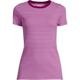 LANDS' END Feinripp-Shirt mit Rundhalsausschnitt und kurzen &Auml;rmeln f&uuml;r Damen, Damen, size: regular, Pink, Baumwolle/Elasthan, by Lands' End