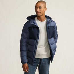 LANDS' END Daunen-Kapuzenjacke Colorblock f&uuml;r Herren, Herren, size: regular, Blau, Polyester, by Lands' End