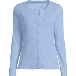 LANDS' END Rippshirt mit durchgehender Knopfreihe f&uuml;r Damen in Plus-Gr&ouml;&szlig;e, Damen, size: plus, Blau, Elasthan/Baumwoll-Mischung, by Lands' End