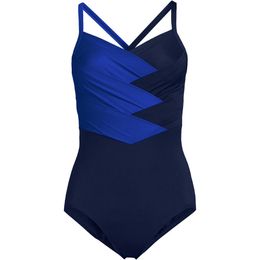 LANDS' END Shape-Badeanzug SLENDER mit Webdetail f&uuml;r Damen in Plus-Gr&ouml;&szlig;e, Damen, size: plus, Blau, Elasthan/Nylon-Mischung, by Lands' End