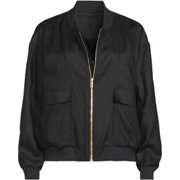 LANDS' END Leinen-Bomberjacke f&uuml;r Damen, Damen, size: regular, Schwarz, Leinen, by Lands' End