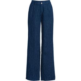 LANDS' END Leinenhose High Waist mit weitem Bein f&uuml;r Damen in Plus-Gr&ouml;&szlig;e, Damen, size: plus, Blau, Leinen, by Lands' End